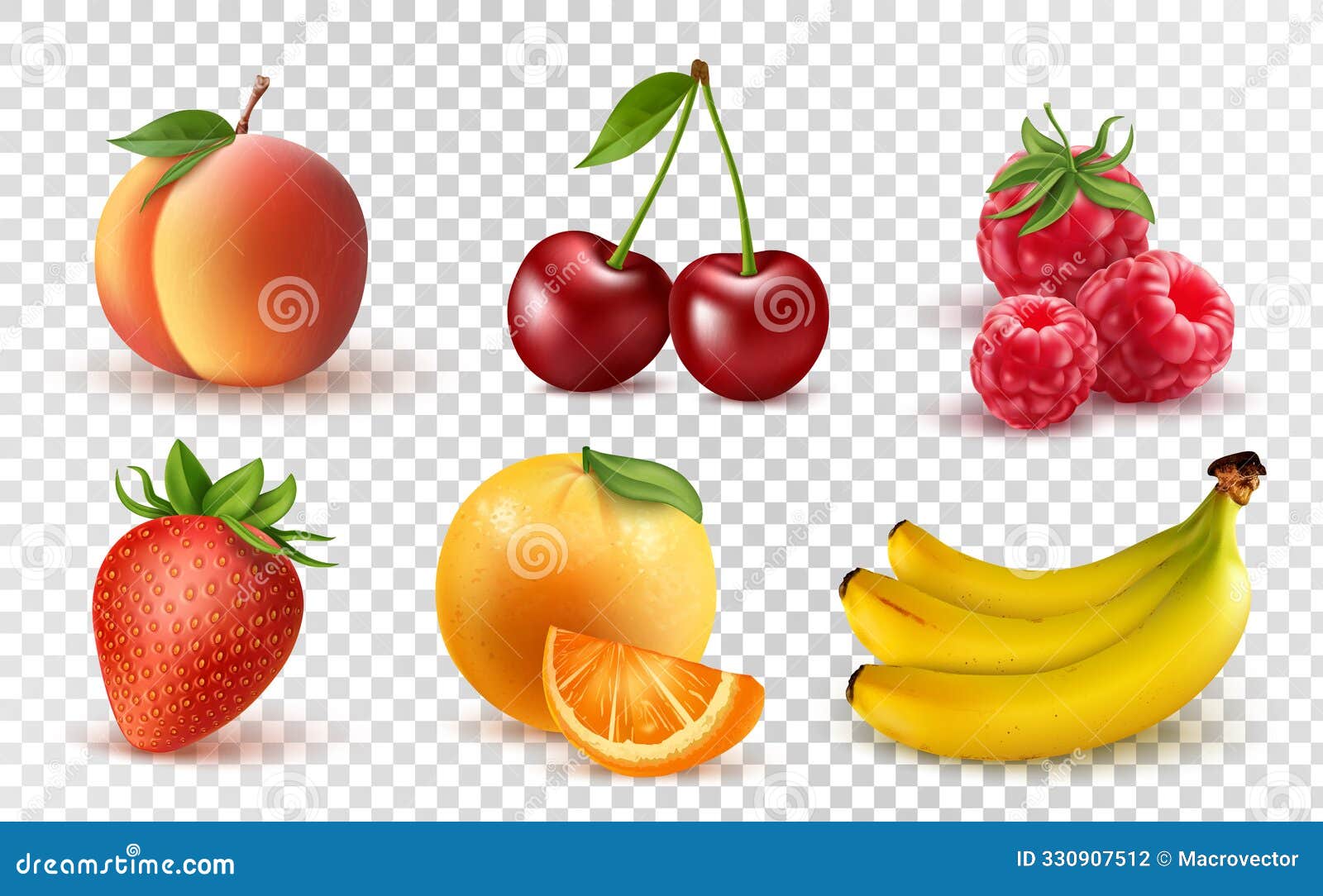 Fruits Set in Realistic Style Stock Photo - Image of fruity, realism ...
