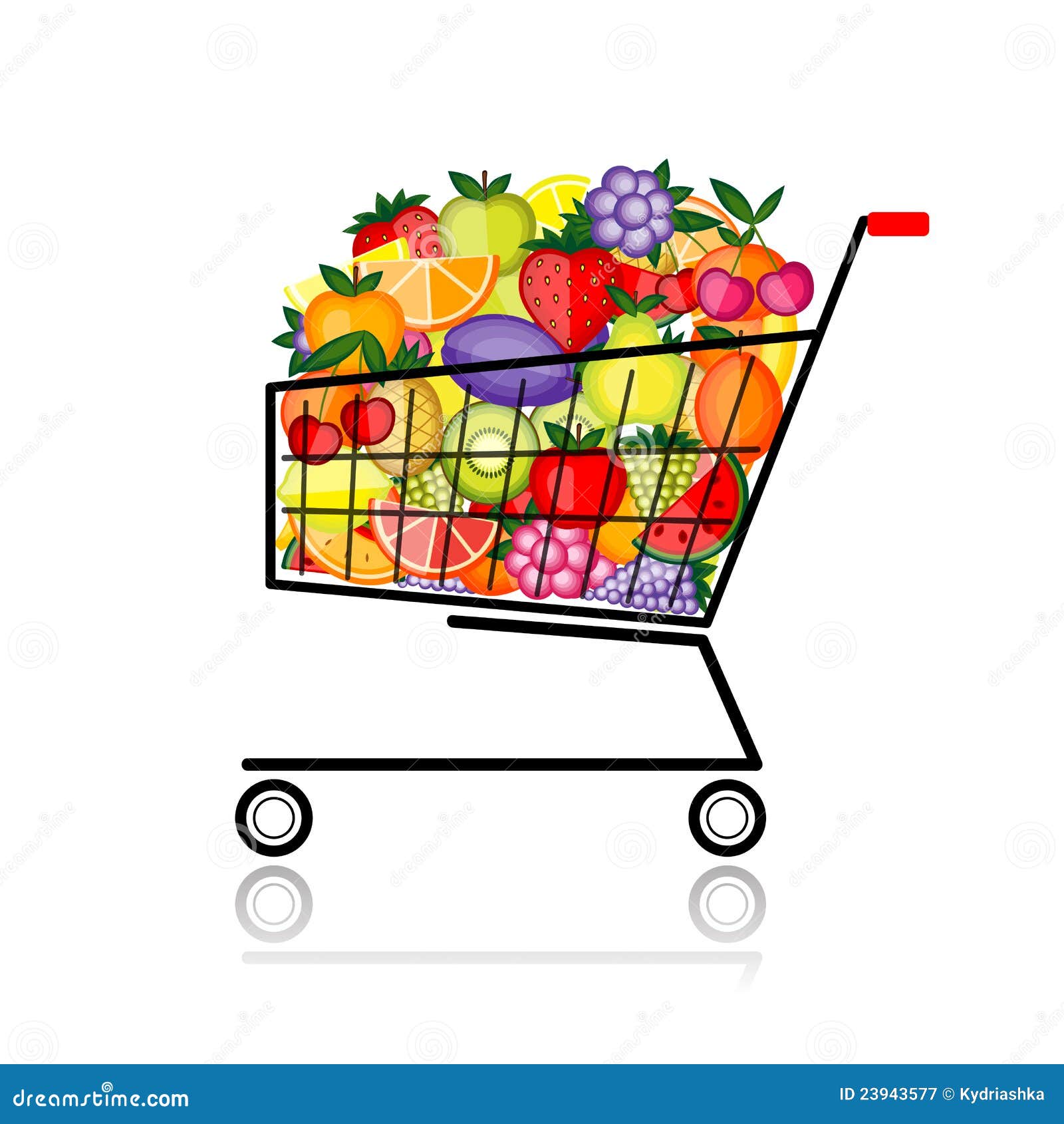Fruits in Shopping Cart for Your Design Stock Vector - Illustration of ...