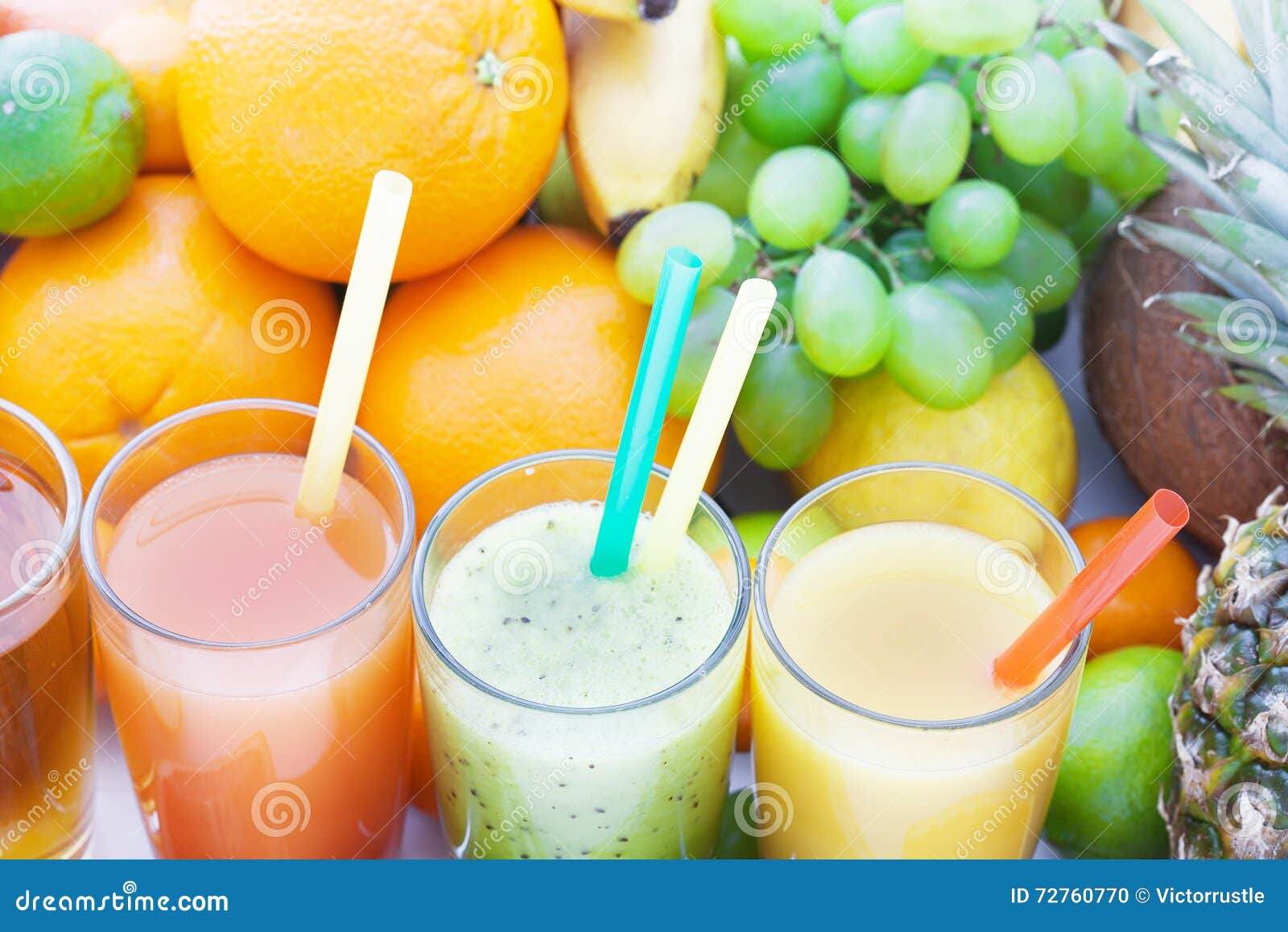 Fruits Smoothies, Summer Cool Drinks Top View Macro Stock Photo - Image ...