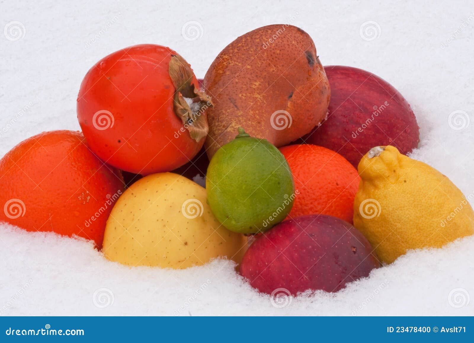 Fruits on the snow stock photo. Image of juicy, cluster - 23478400