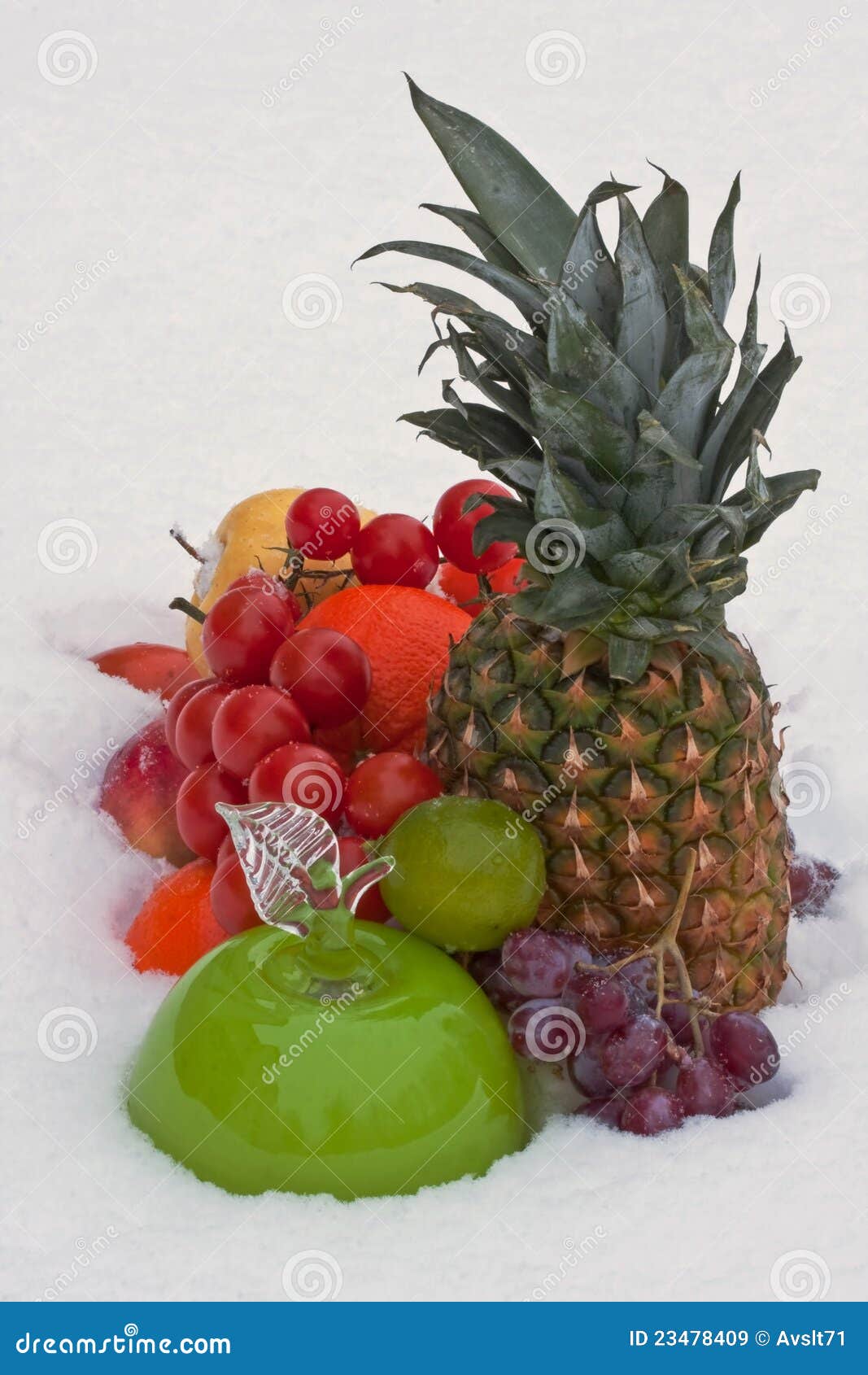Fruits on the snow stock image. Image of food, exotic - 23478409