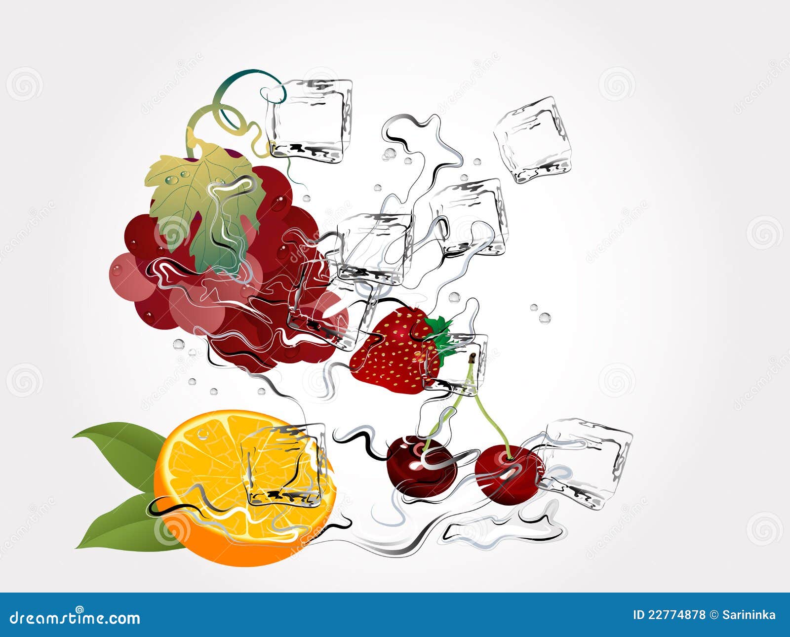 Fruits in splash stock vector. Illustration of orange - 22774878