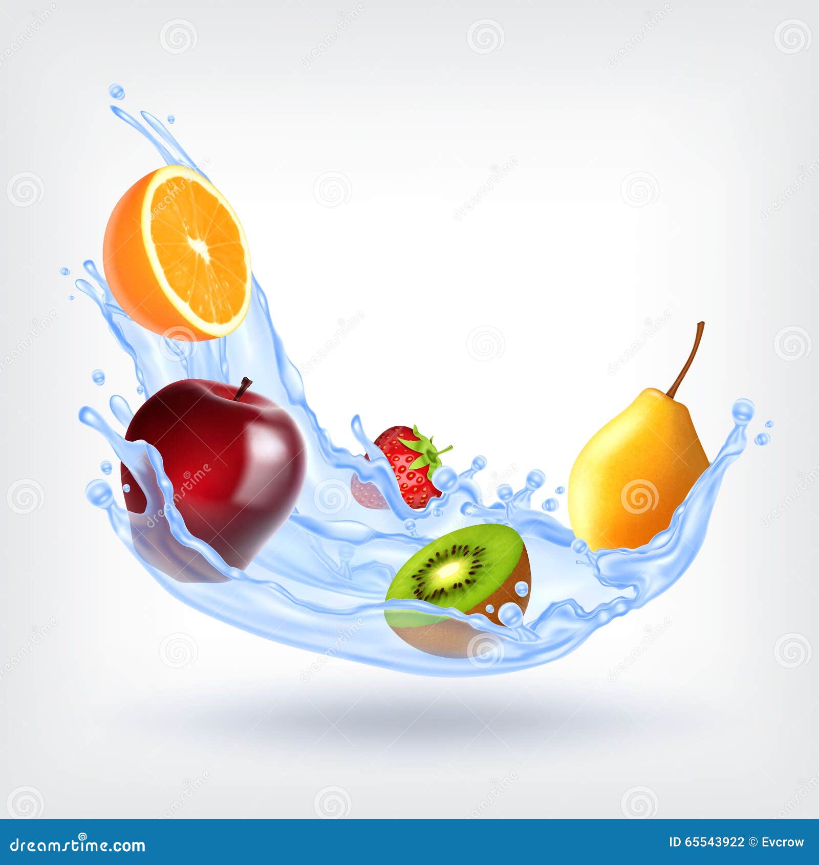 Fruits in splashing water stock vector. Illustration of design - 65543922