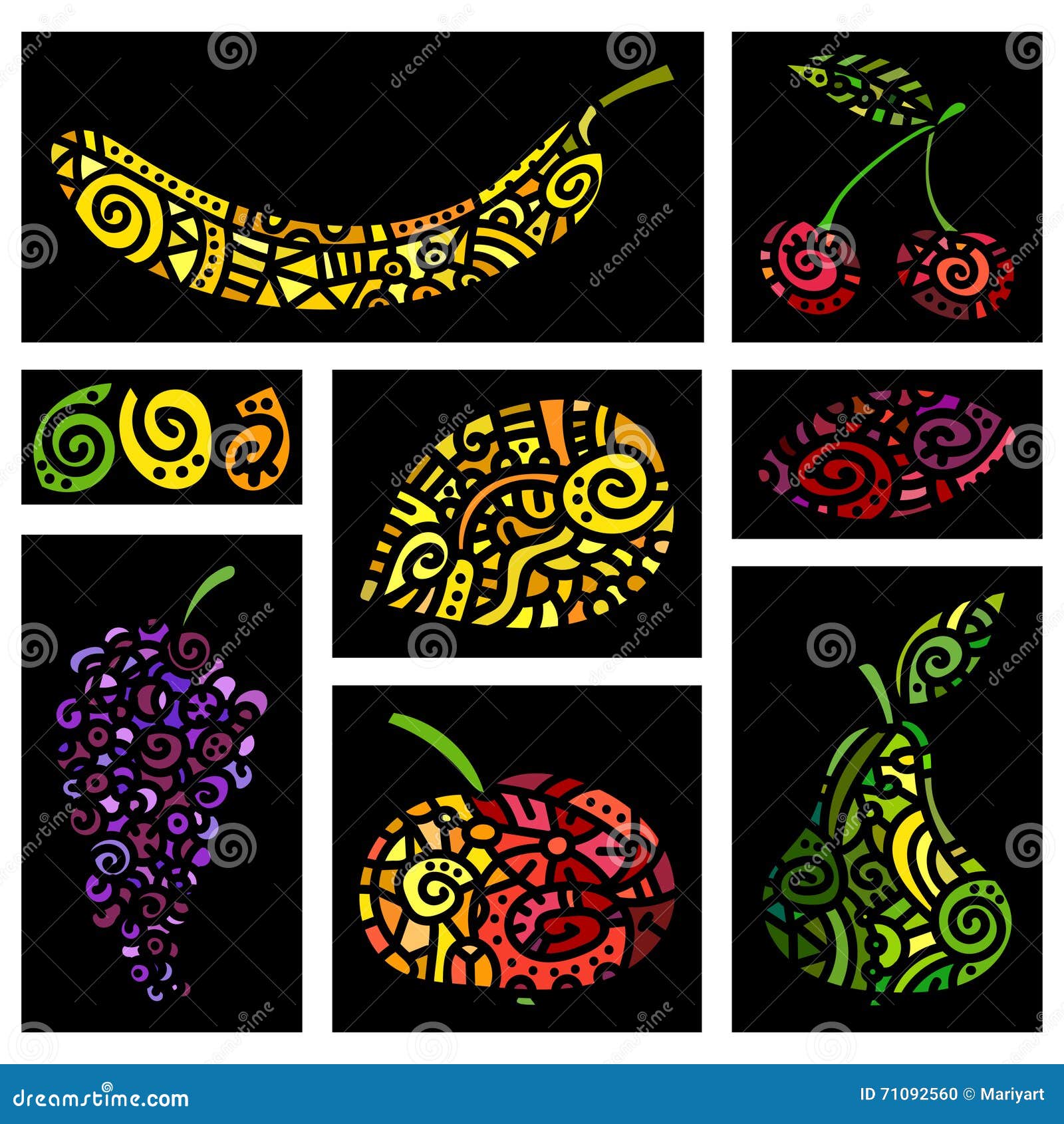 Fruits. Stained Glass Window Stock Vector - Illustration of light ...