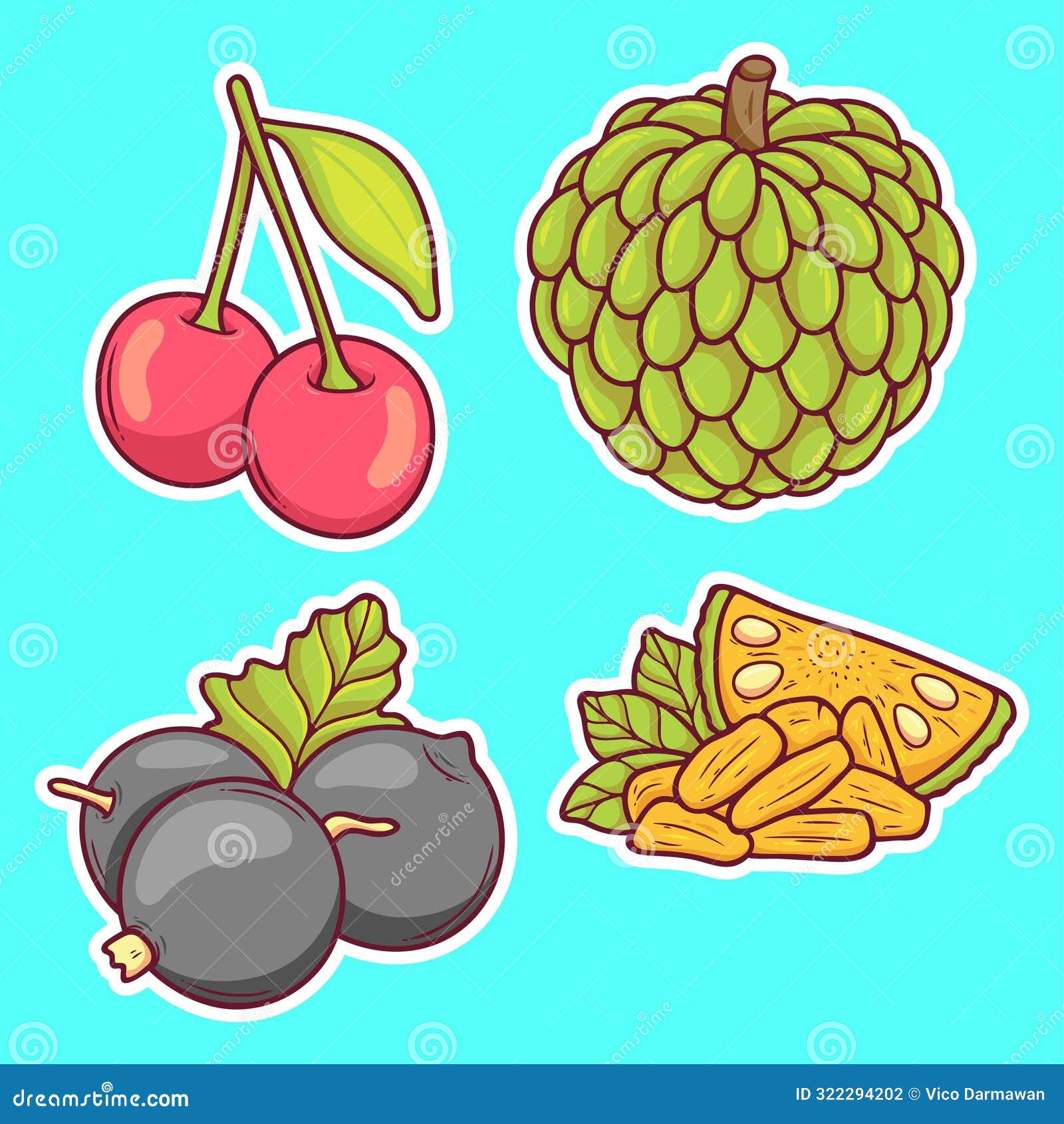 Fruits Sticker Icons Hand Drawn Coloring Vector Stock Vector ...