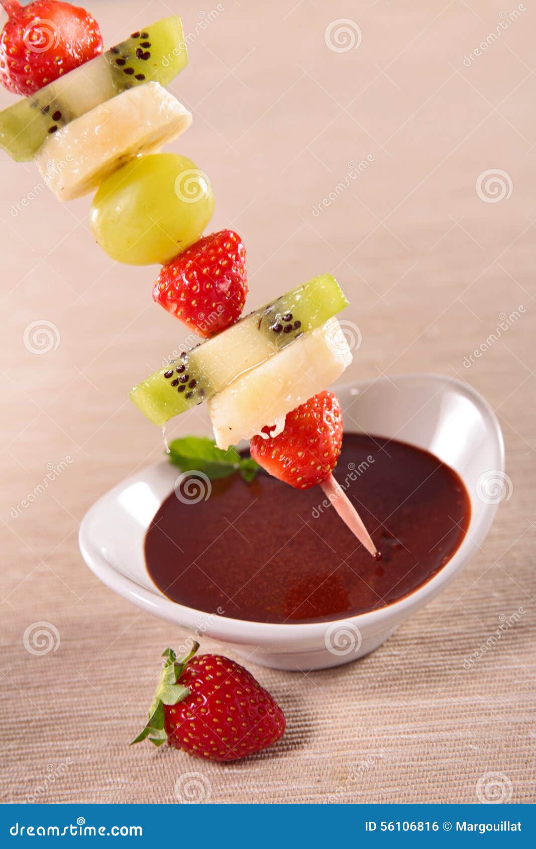 Fruits on Sticks and Chocolate Stock Photo - Image of cuisine, snack ...