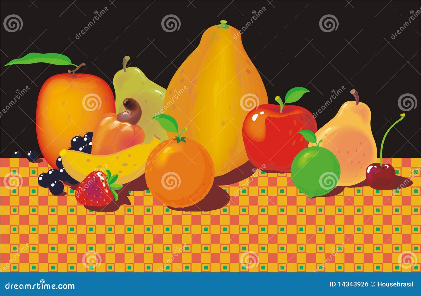 Fruits on the table stock vector. Illustration of peach - 14343926