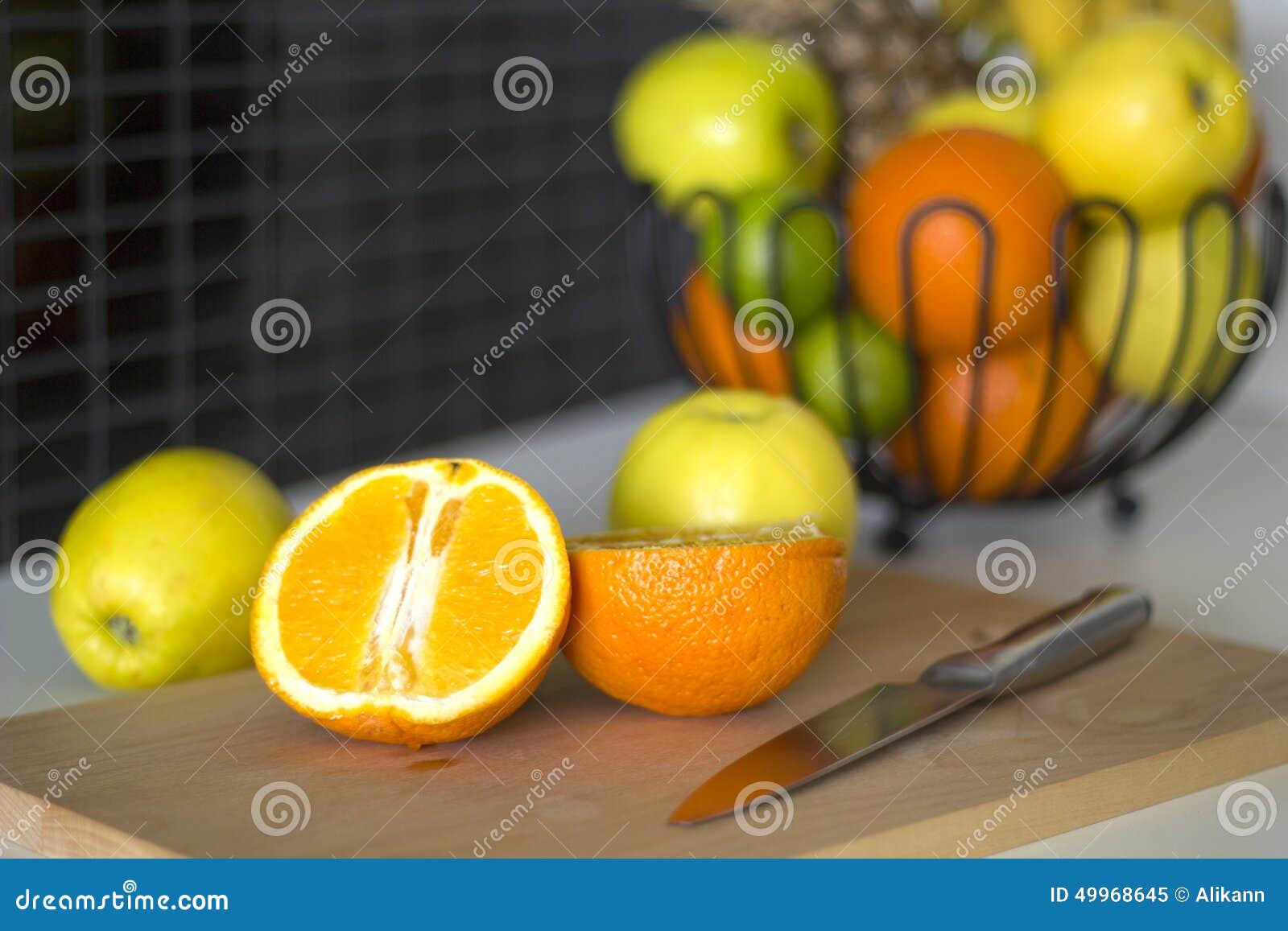Fruits on Table in the Kitchen Stock Image - Image of modern, living ...