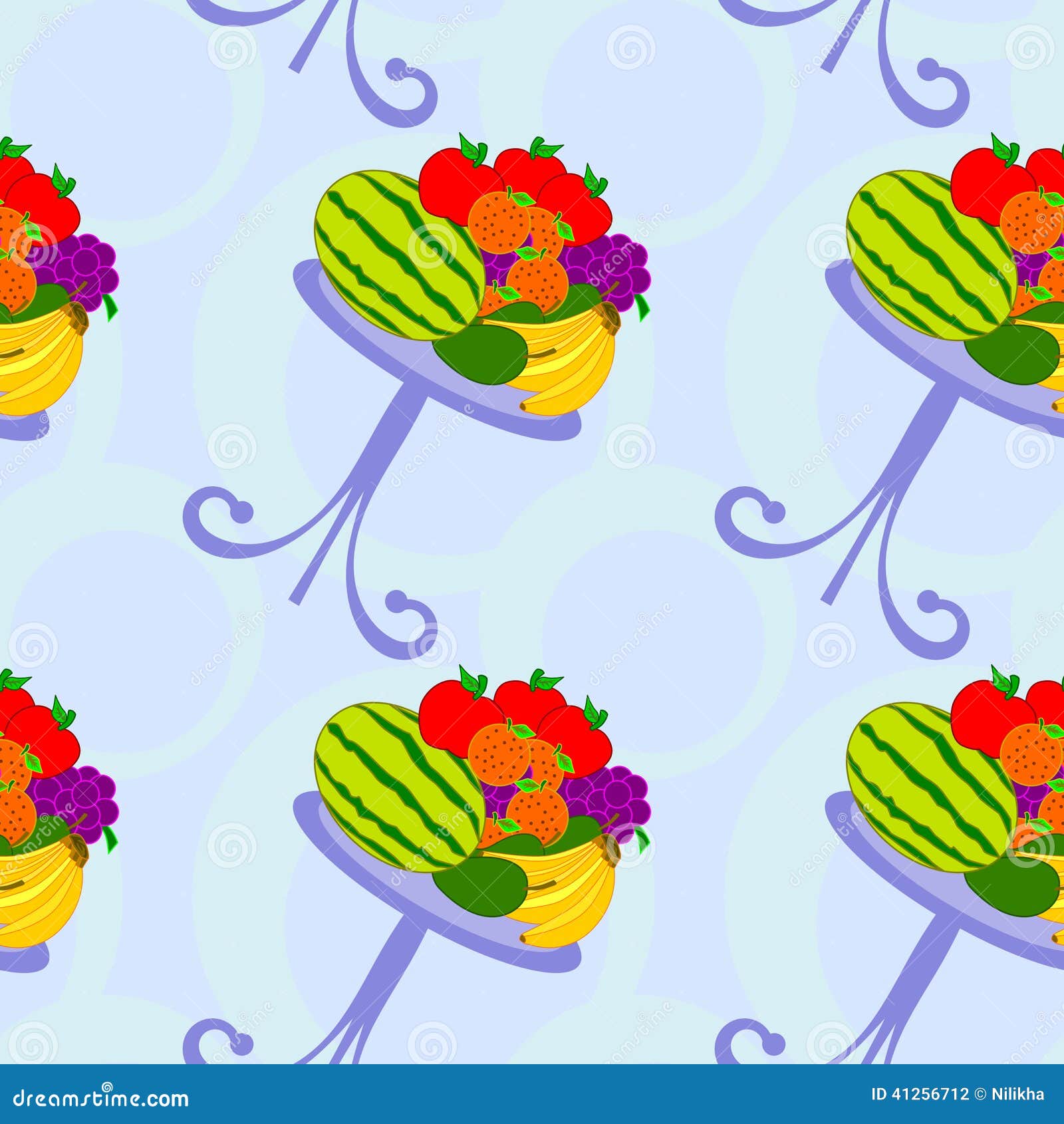 Fruits on Table Seamless Background Design Stock Illustration ...