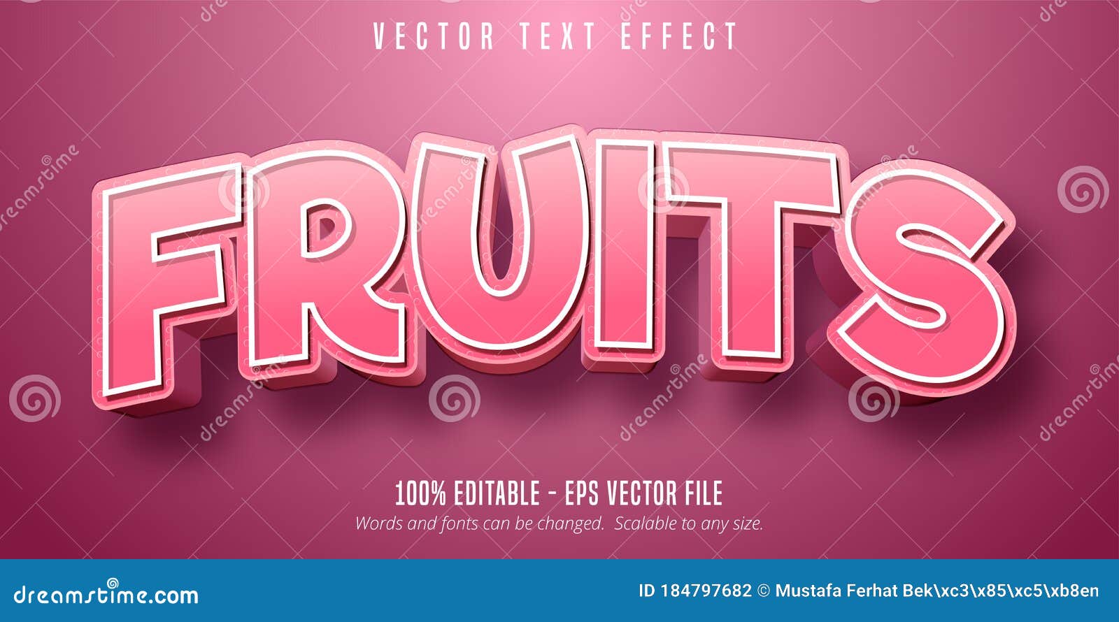 Fruits Text, 3d Pastry Style Editable Font Effect Stock Vector ...