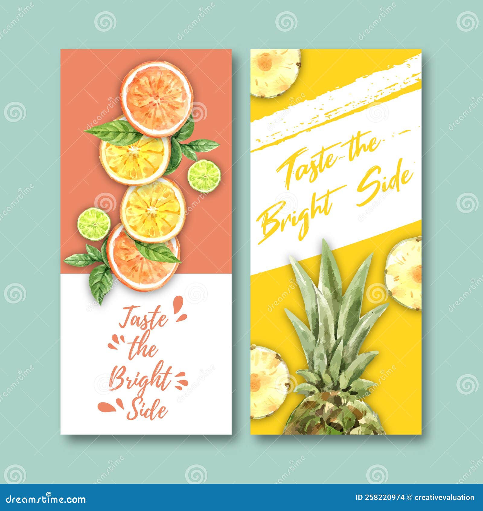 Fruits-themed Design Flyer. Orange, Lime and Pineapple for Decoration ...