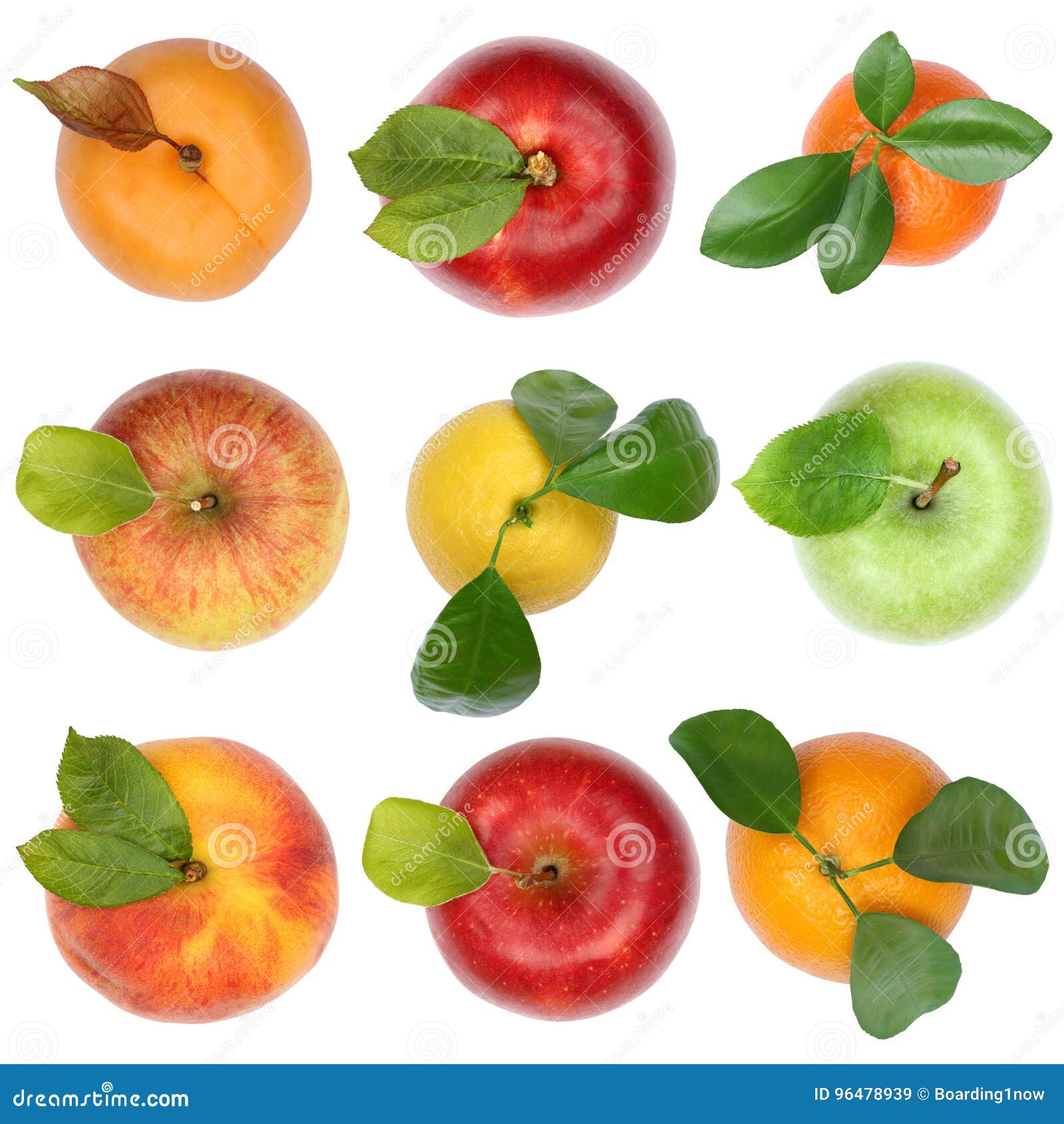 Fruits Top View from Above Apple Orange Isolated on White Stock Image ...