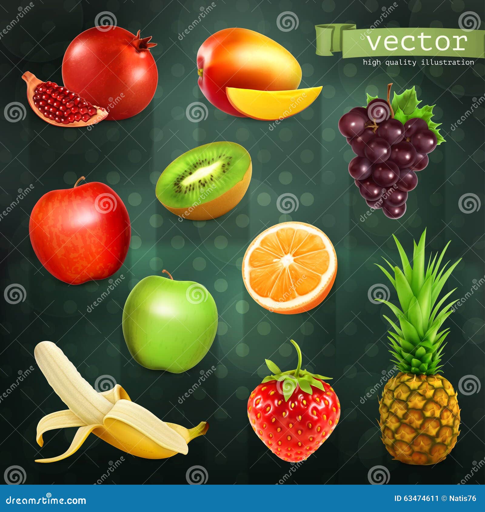 Fruits Vector Illustrations Stock Vector - Illustration of grapes ...