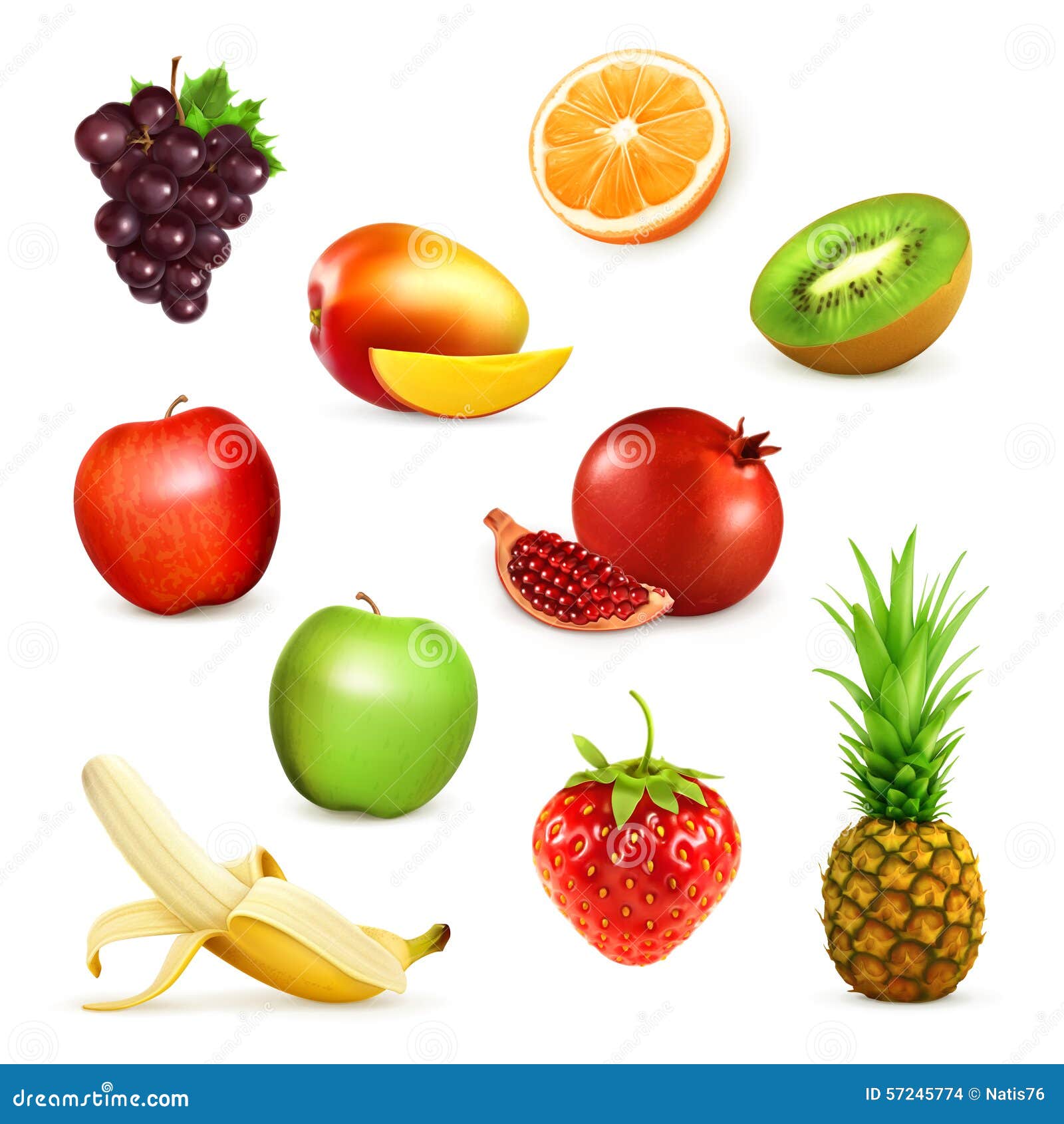 Fruits Vector Illustrations Stock Vector - Image: 57245774