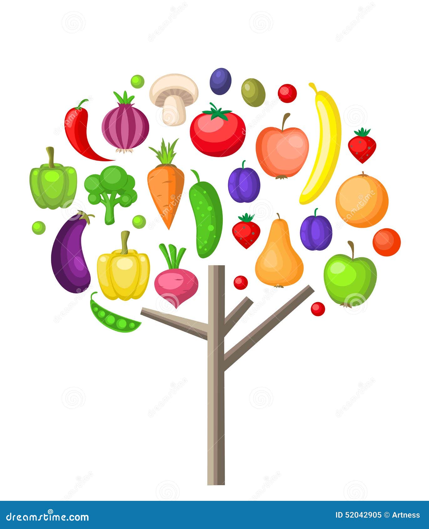 Set Of Vegetable Tree And Drawn Sketch Illustration Vector ...