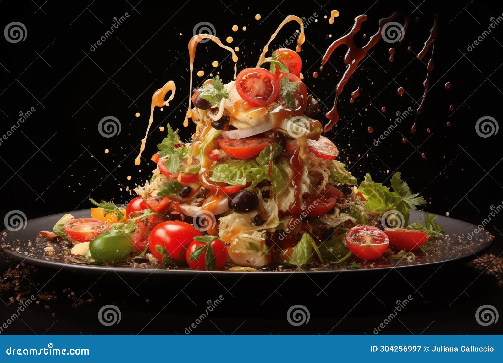 Fruits Vegetables Dramatic Flying Conceptual Photo Stock Illustration ...