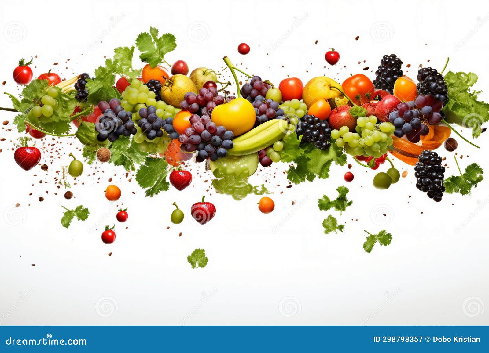 Fruits and Vegetables Flying Stock Illustration - Illustration of food ...