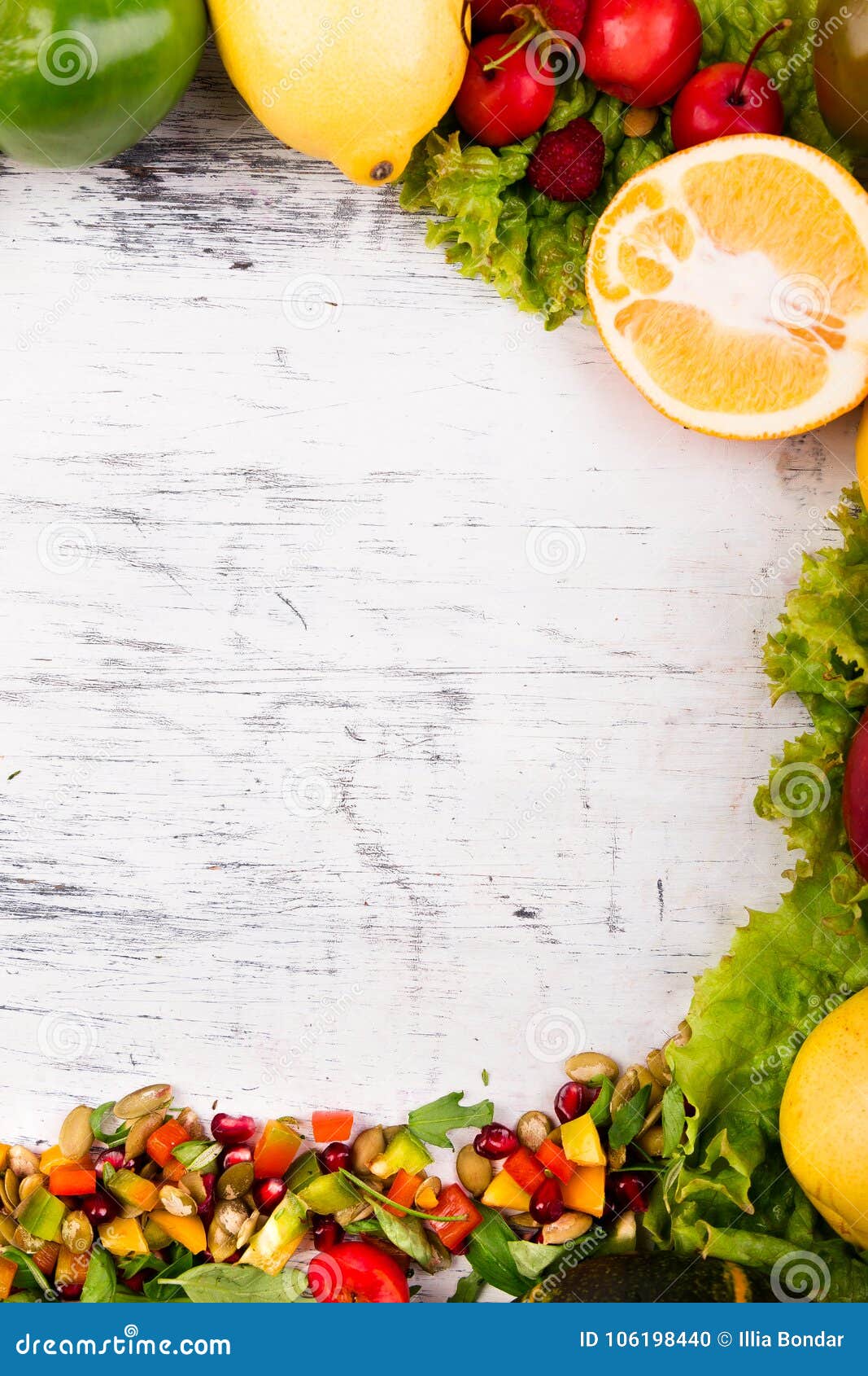 Fruits and Vegetables Frame. Copy Space. Vegan. Clear Food. Stock Photo ...