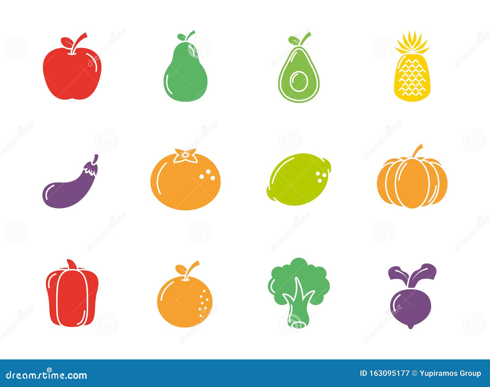 Fruits and Vegetables Fresh Icons Set Flat Design Stock Vector ... Fruits and Vegetables Fresh Icons Set Flat Design Stock Vector ...