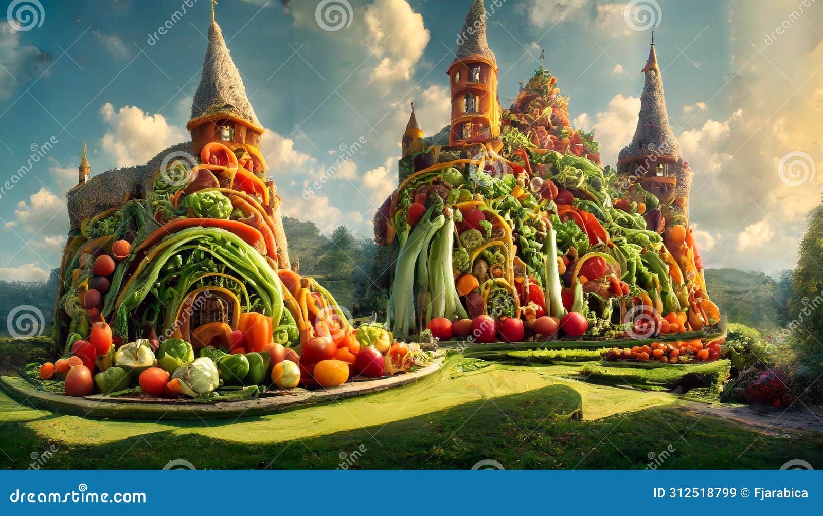 Fruits and Vegetables after Harvest in the Shape of a Castle Stock ...