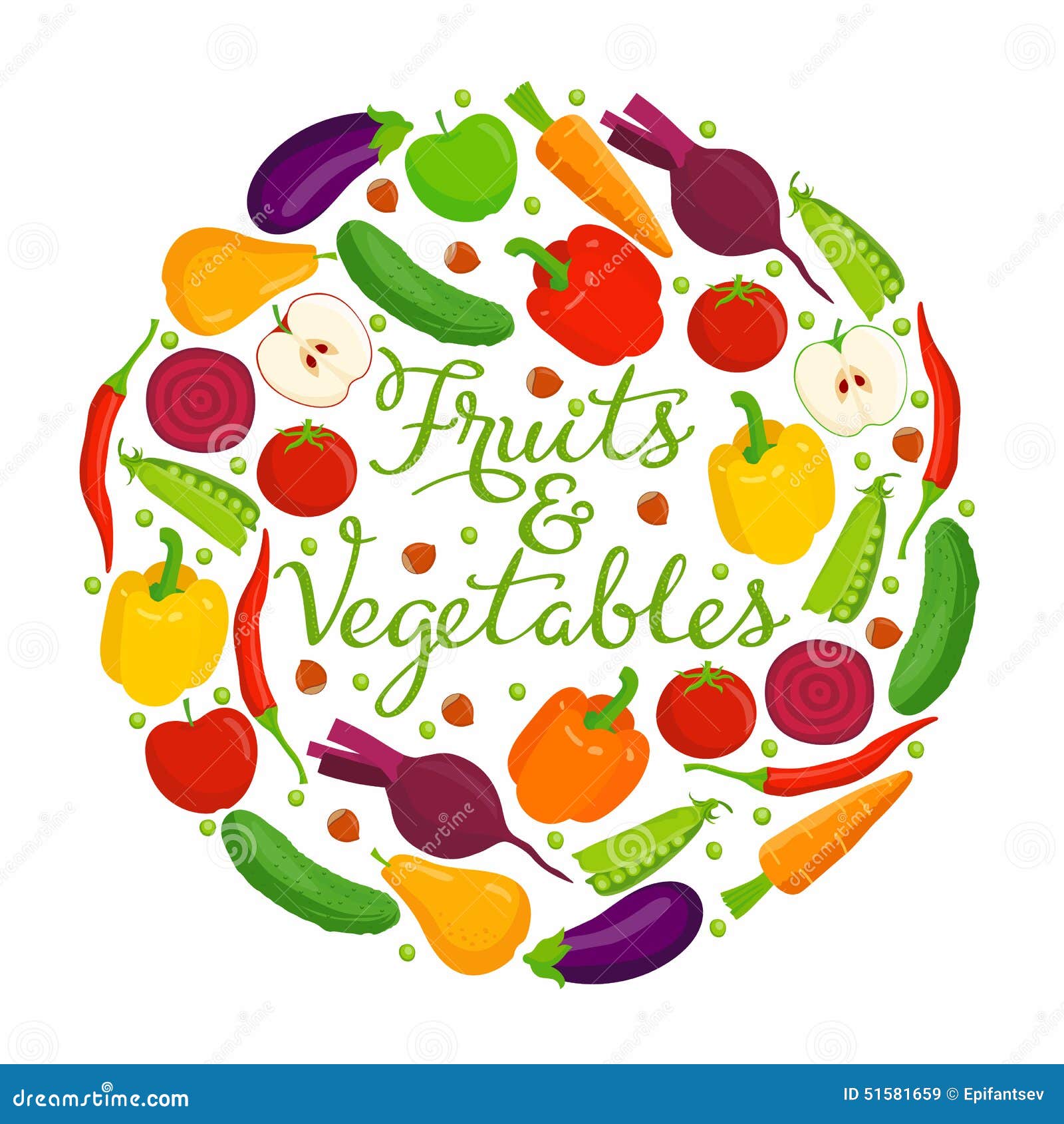 Fruits And Vegetables Lettering Stock Vector - Illustration of ...