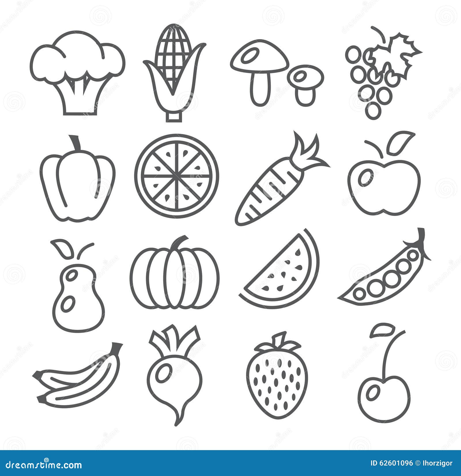 Set Of Vegetables, Line Art Icons. Black Outline, Vector ...