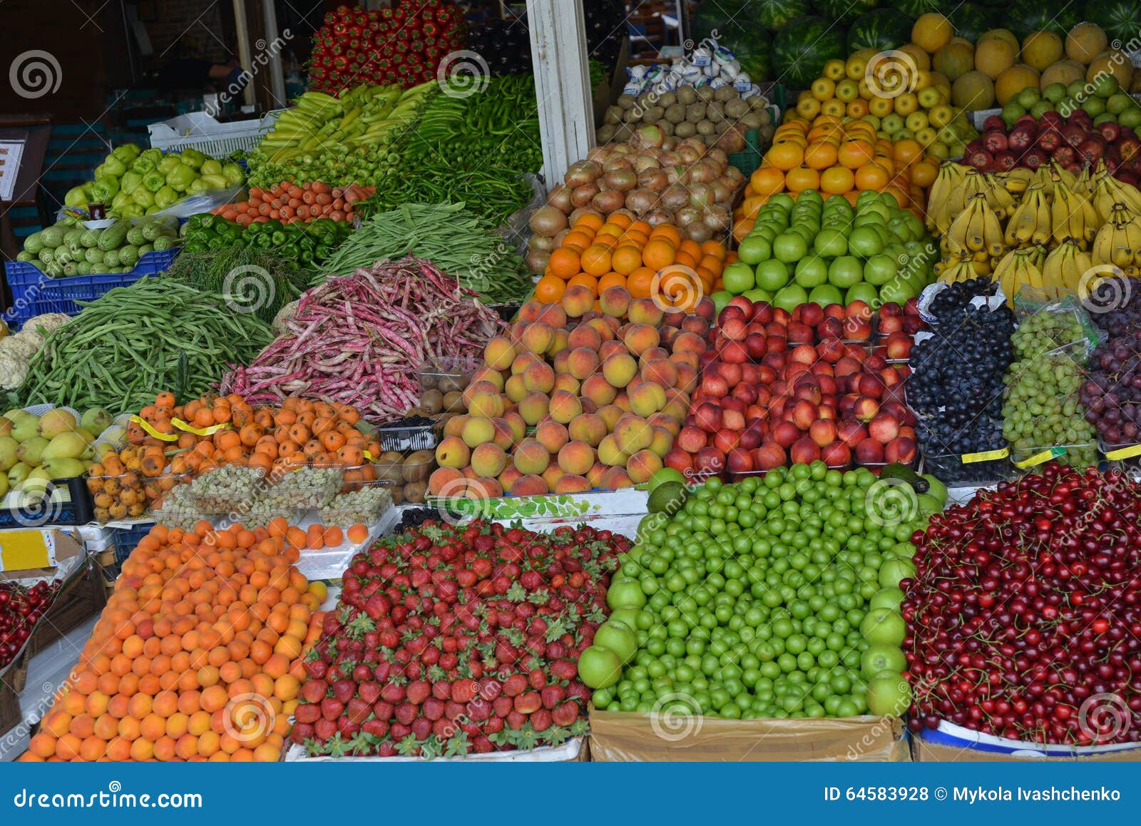 Fruits and vegetables sale stock photo. Image of fresh - 64583928