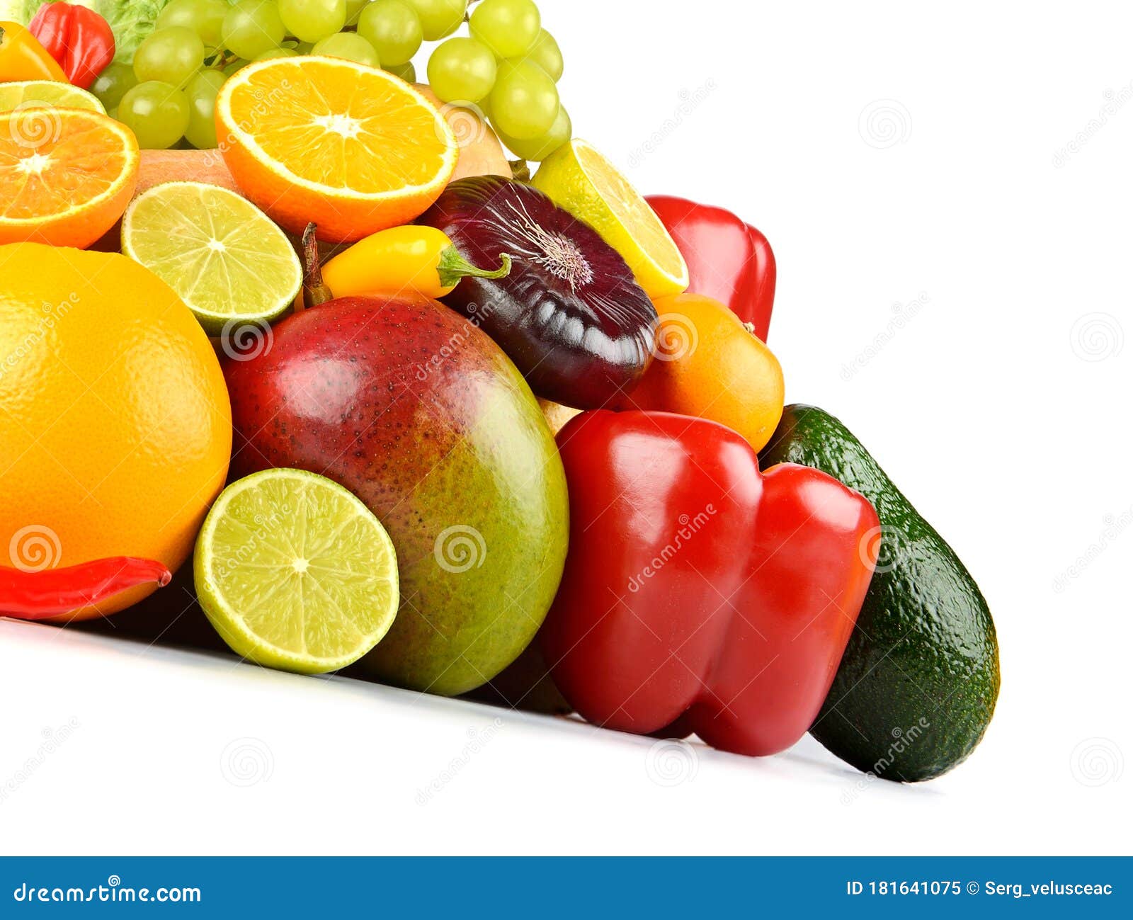 Fruits and Vegetables Side View Isolated on White Stock Image - Image ...