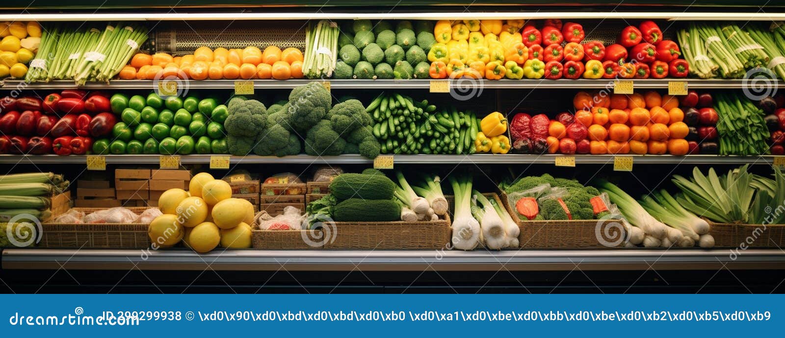 Fruits and Vegetables on Store Shelves.Generative AI Stock Illustration ...