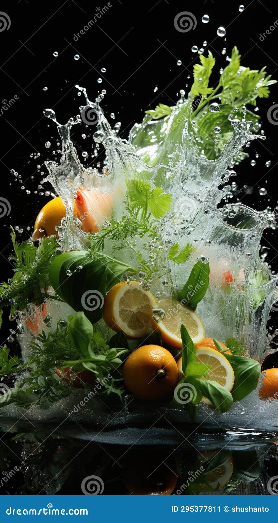 Fruits and Vegetables Surfing the Wave of Refreshment Stock Image ...