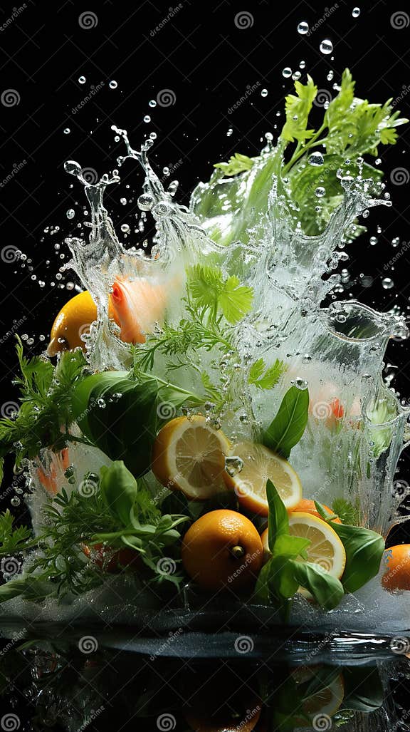 Fruits and Vegetables Surfing the Wave of Refreshment Stock Image ...