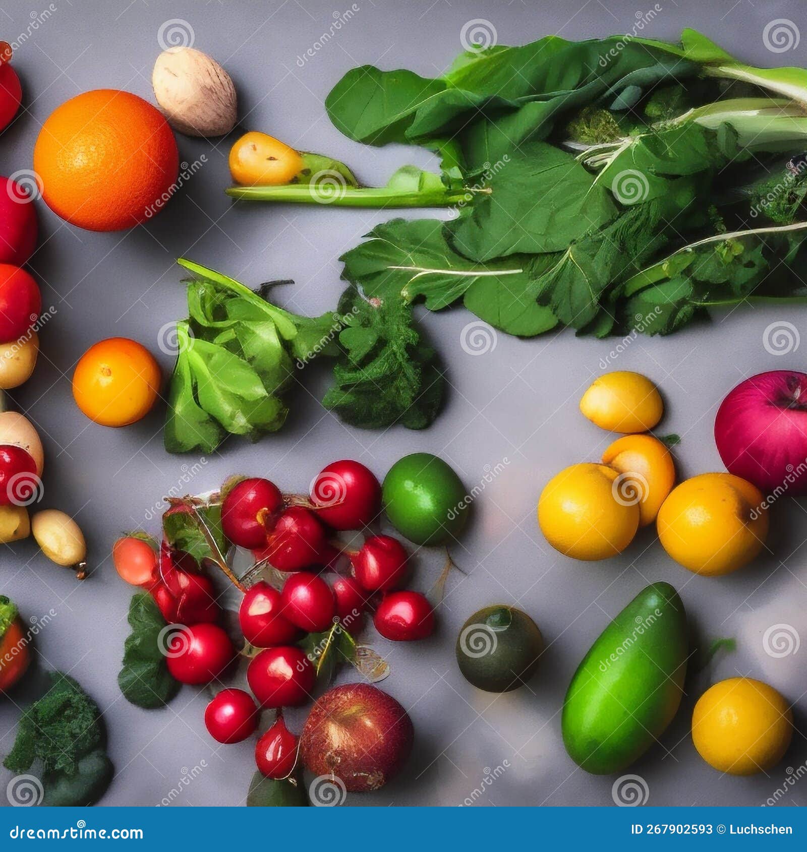 Fruits and Vegetables on the Table Top View Stock Illustration ...