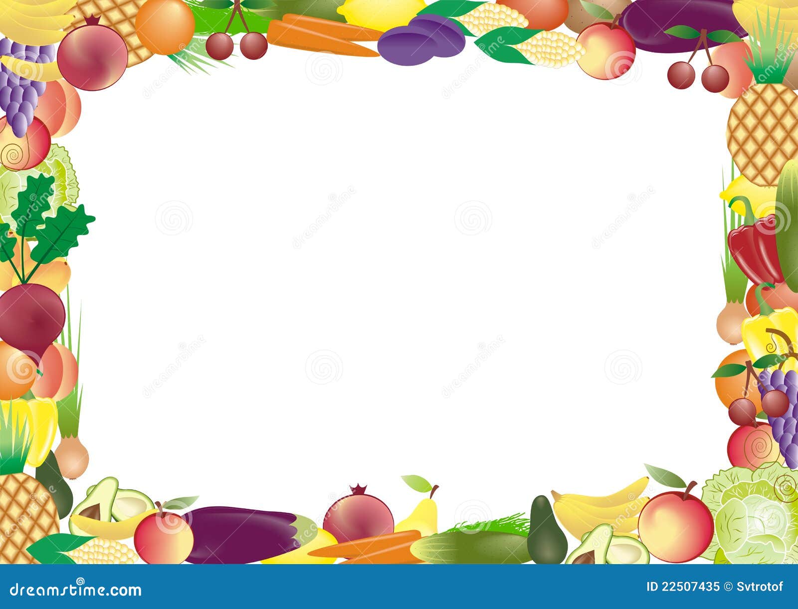 Fruits and Vegetables Vector Frame Stock Vector - Illustration of pear ...