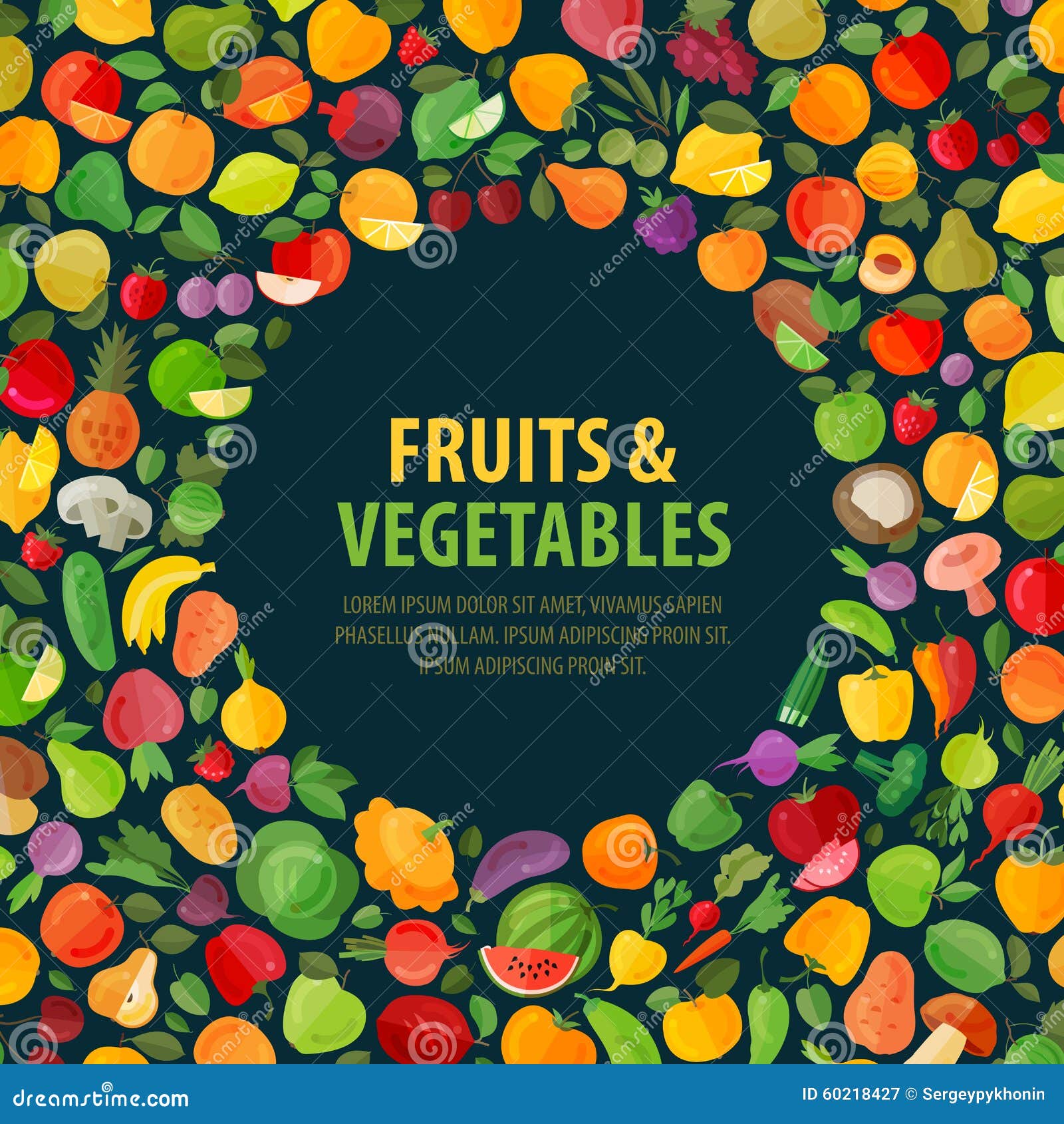 Fruits and Vegetables Vector Logo Design Template Stock Vector ...