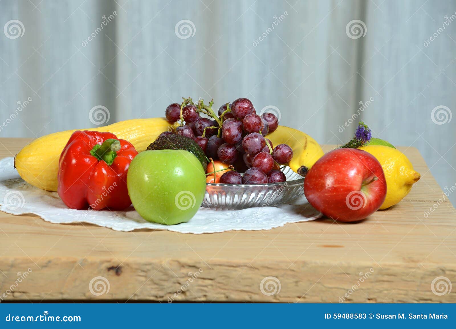 Fruits and Vegetables on Wooden Tab;e Stock Image - Image of zucchini ...