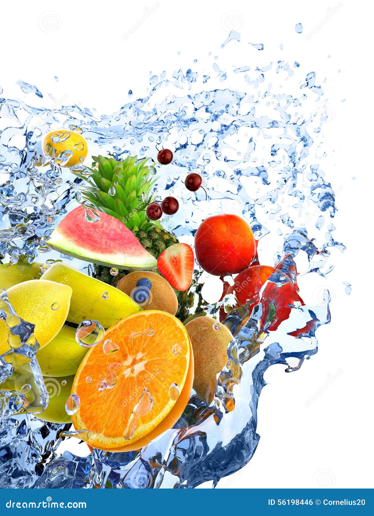 Fruits and water splash stock photo. Image of texture - 56198446
