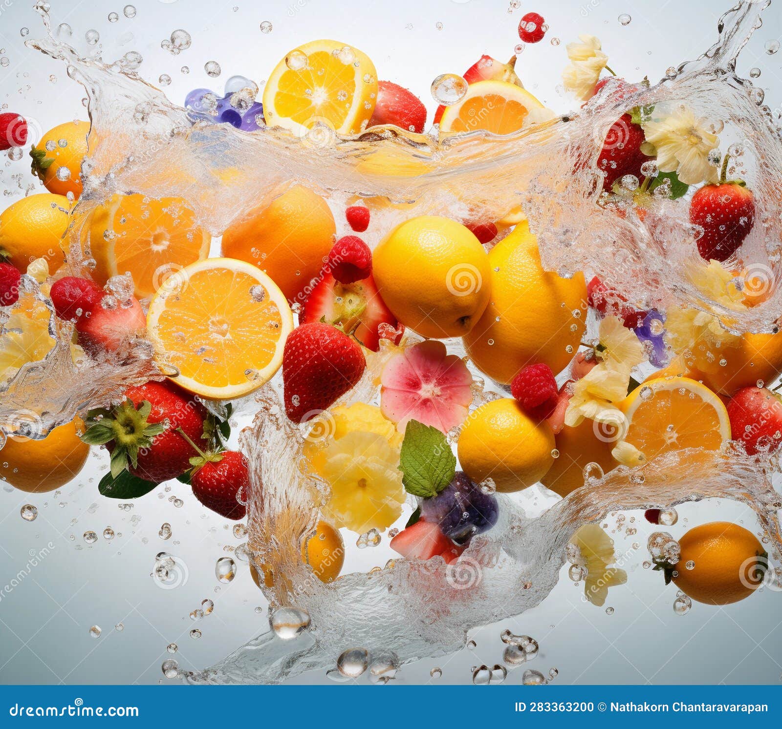 Fruits Waterfall Pouring into the Screen Stock Illustration ...