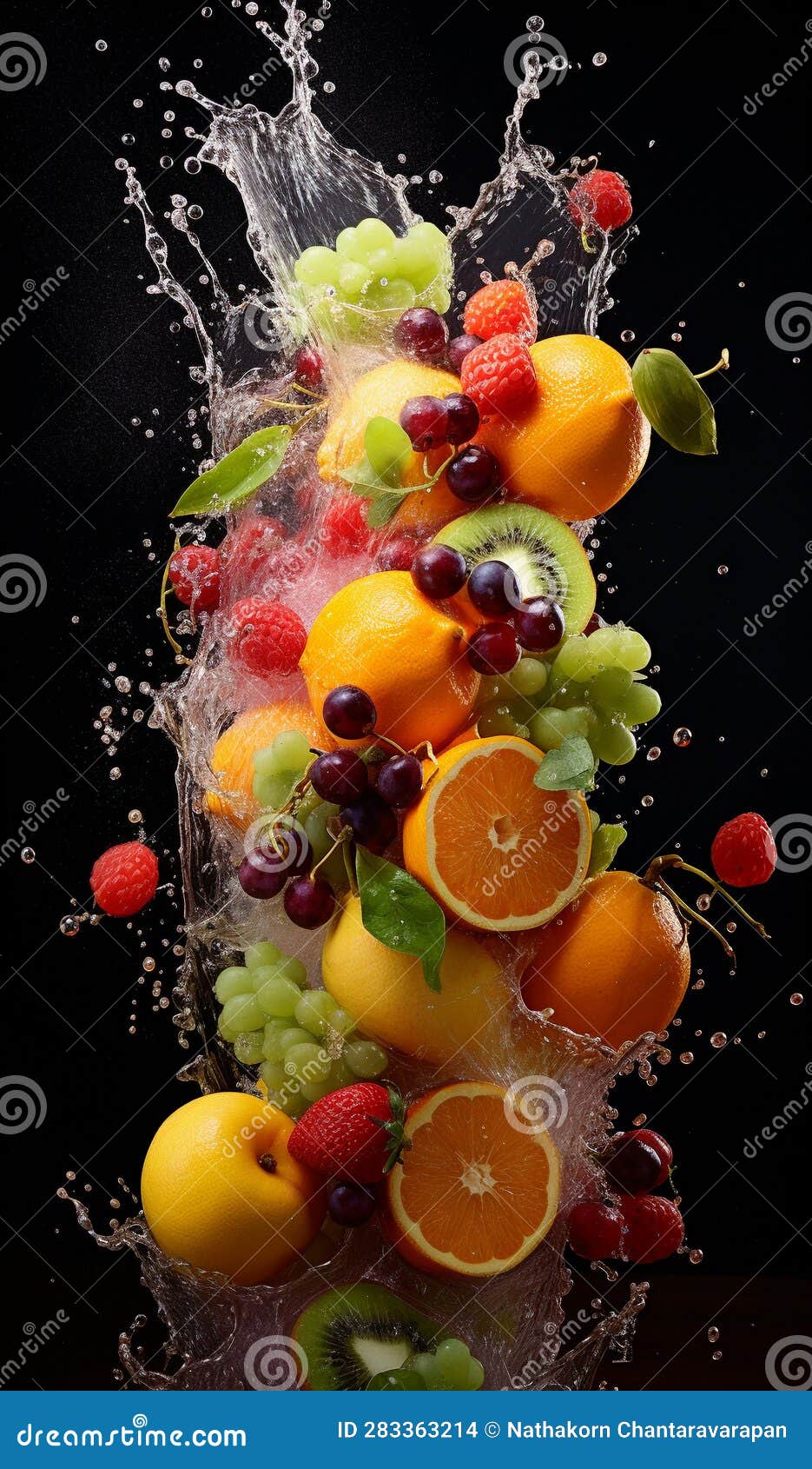 Fruits Waterfall Pouring into the Screen Stock Illustration ...