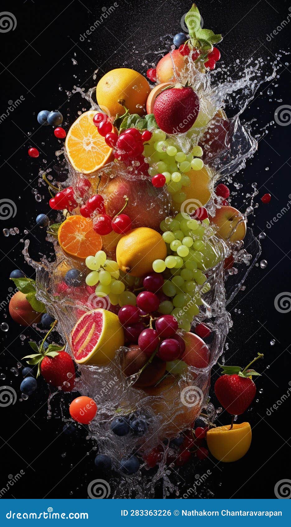 Fruits Waterfall Pouring into the Screen Stock Illustration ...