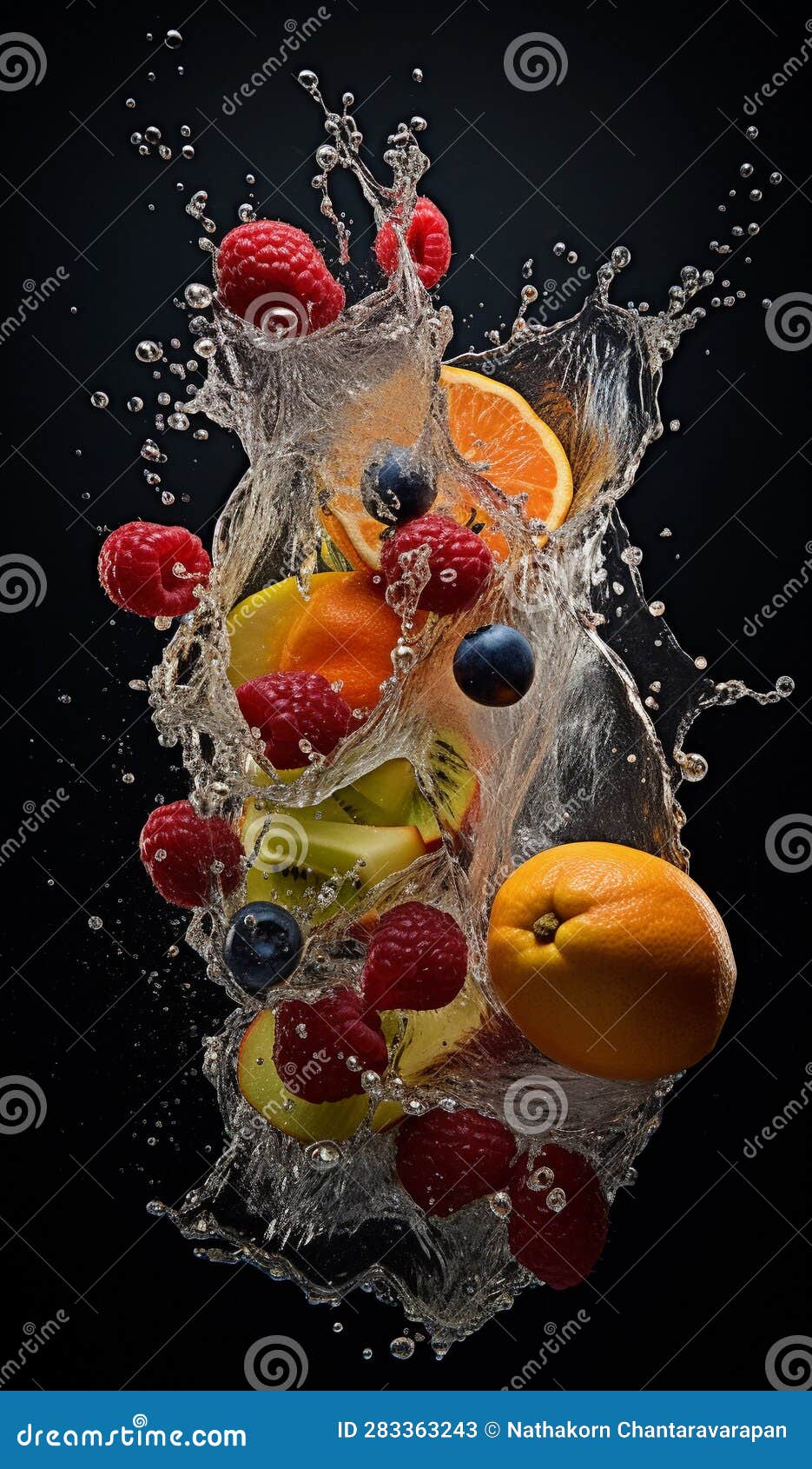 Fruits Waterfall Pouring into the Screen Stock Illustration ...