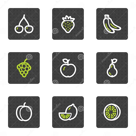 Fruits Web Icons, Grey Square Buttons Series Stock Vector ...