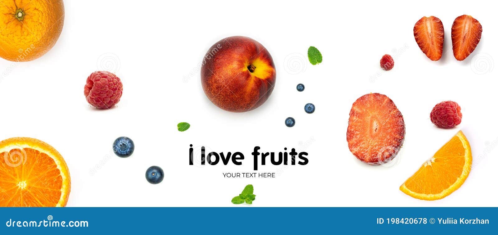 Fruits on White Background. Long Header Banner Format. Panorama Website ...