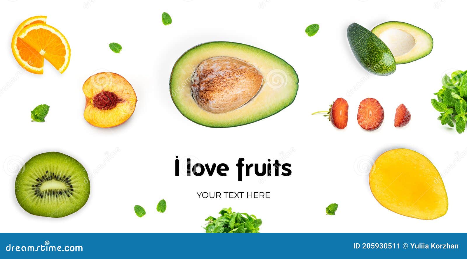 Fruits on White Background. Long Header Banner Format. Panorama Website ...