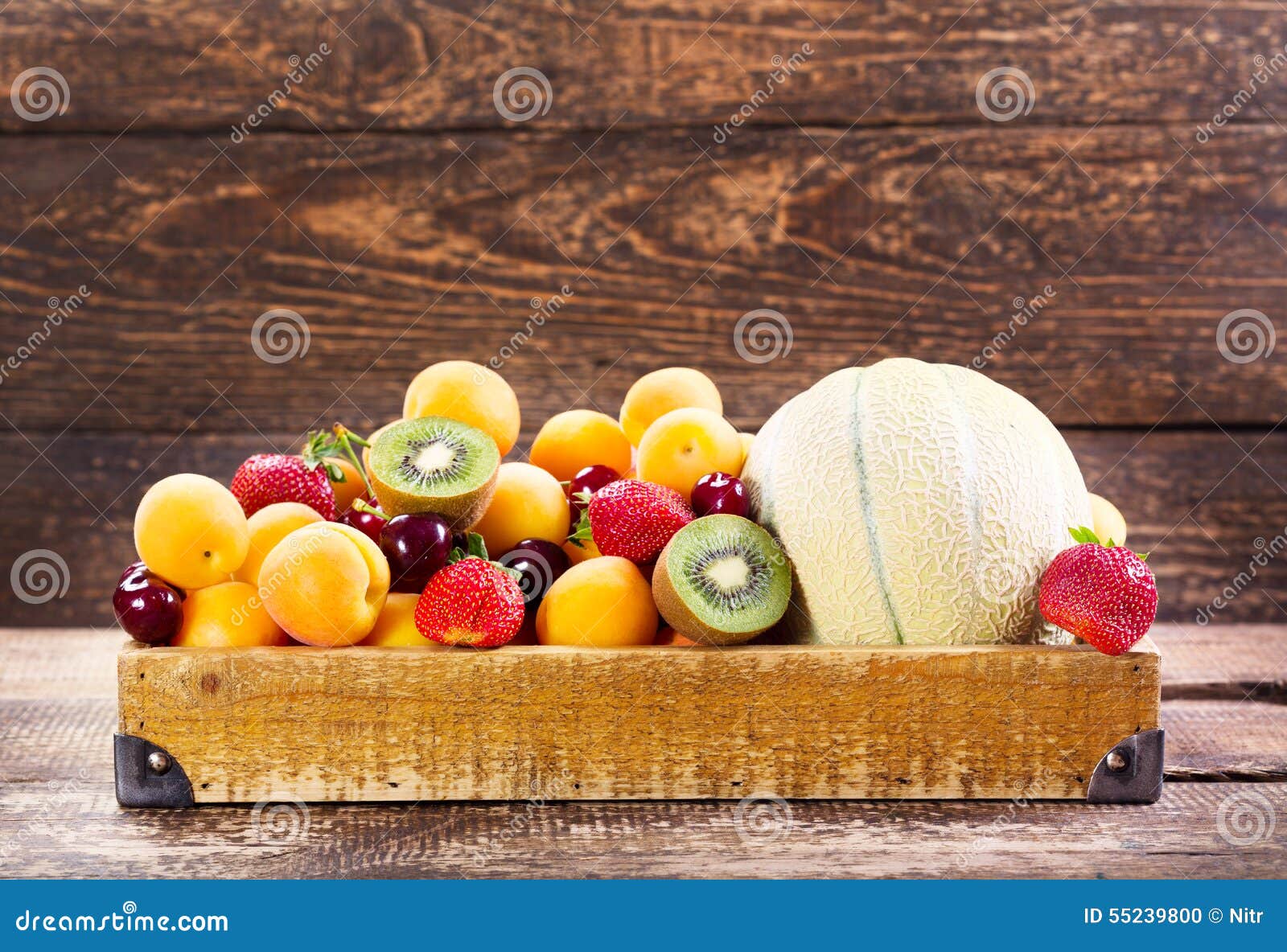 Fruits in wooden box stock photo. Image of still, assortment - 55239800