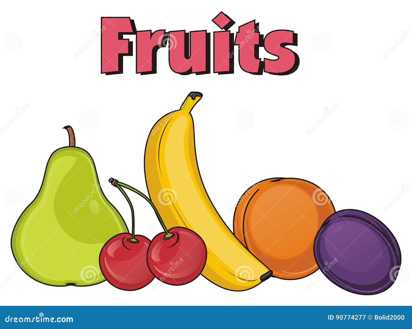 Fruits with word stock illustration. Illustration of apricot - 90774277