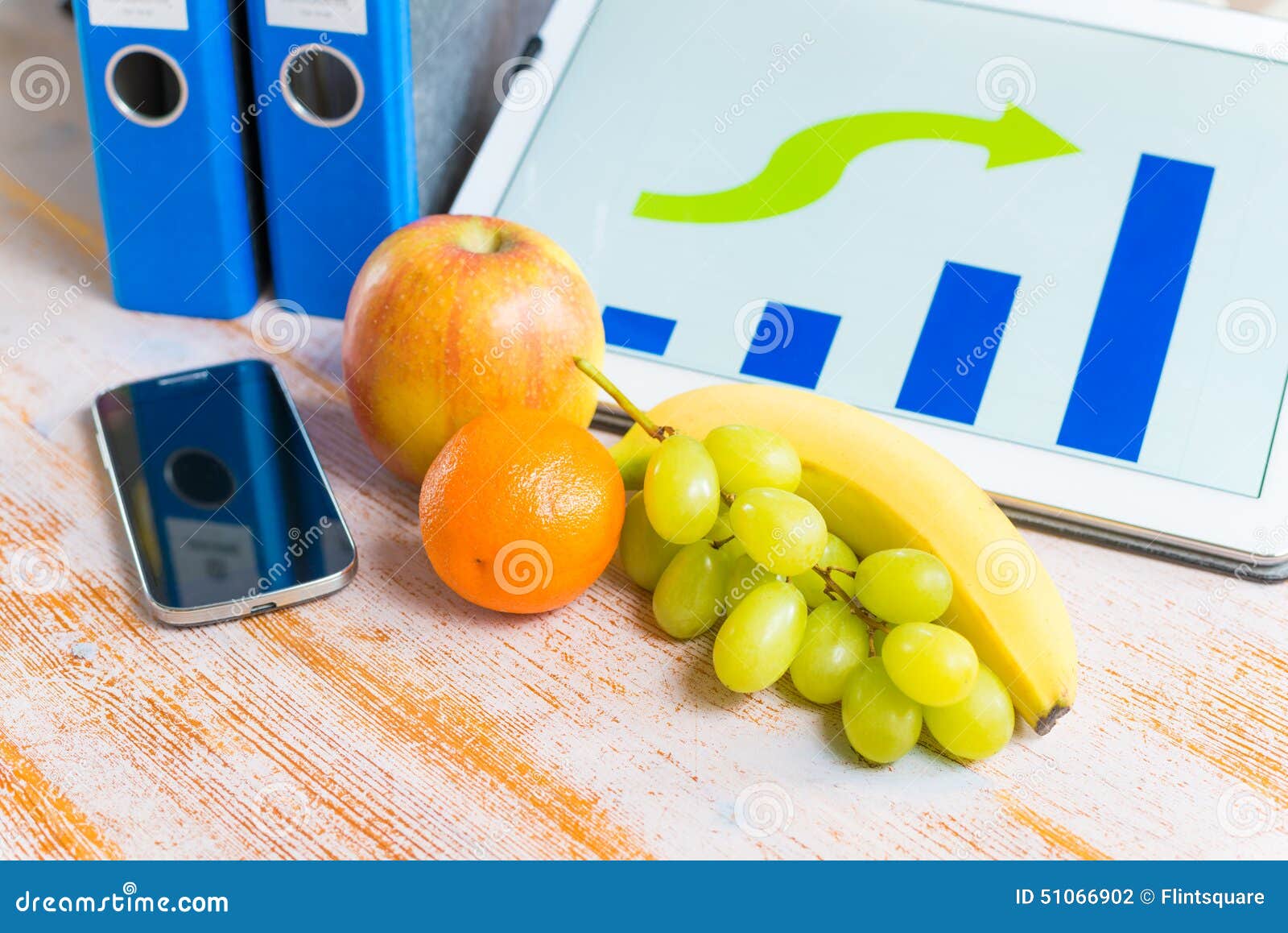 Fruits on workplace stock photo. Image of white, workplace - 51066902