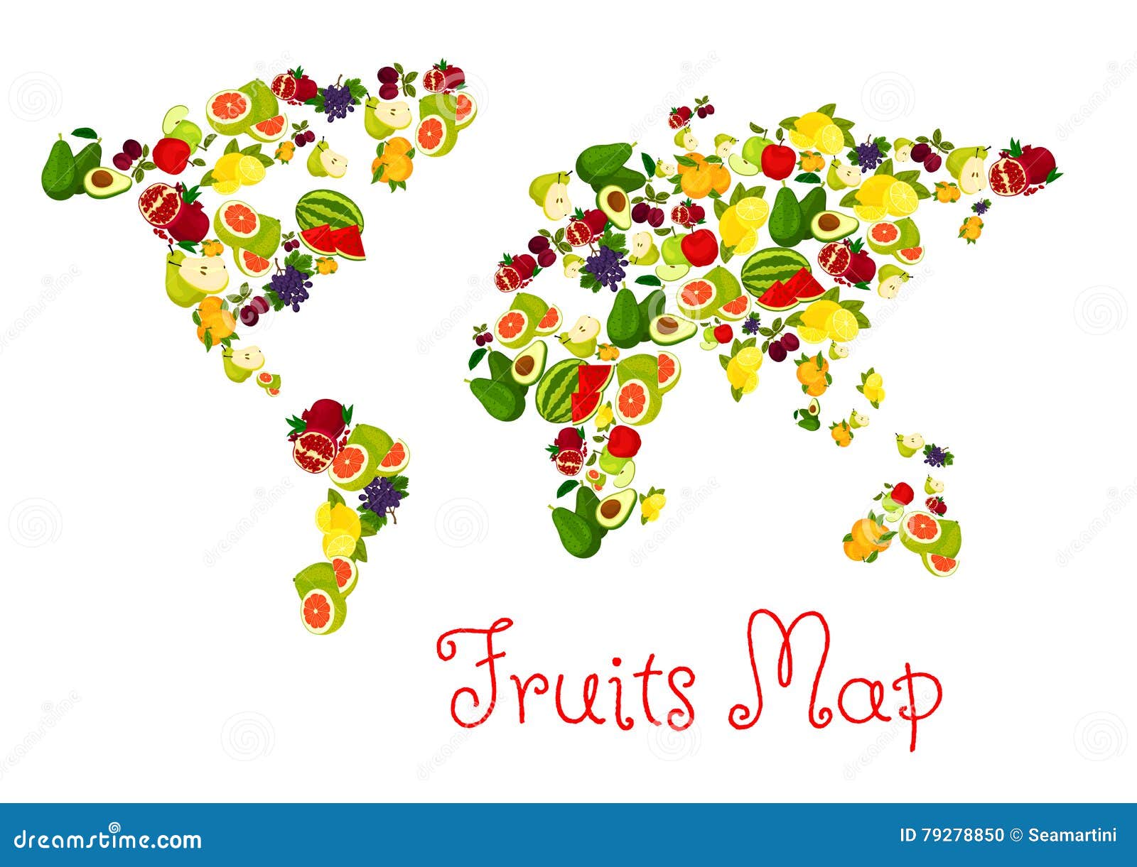 Fruits World Map Design Element Stock Vector - Illustration of europe ...