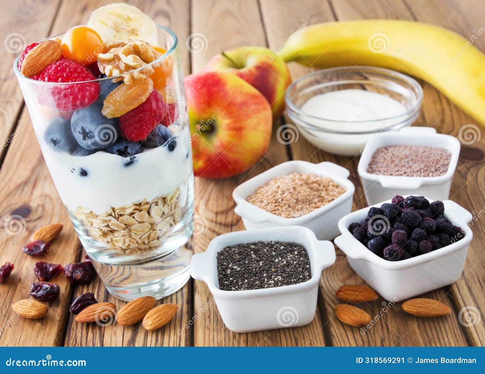 Fruits, Yogurt and Healthy Toppings Stock Image - Image of cranberries ...