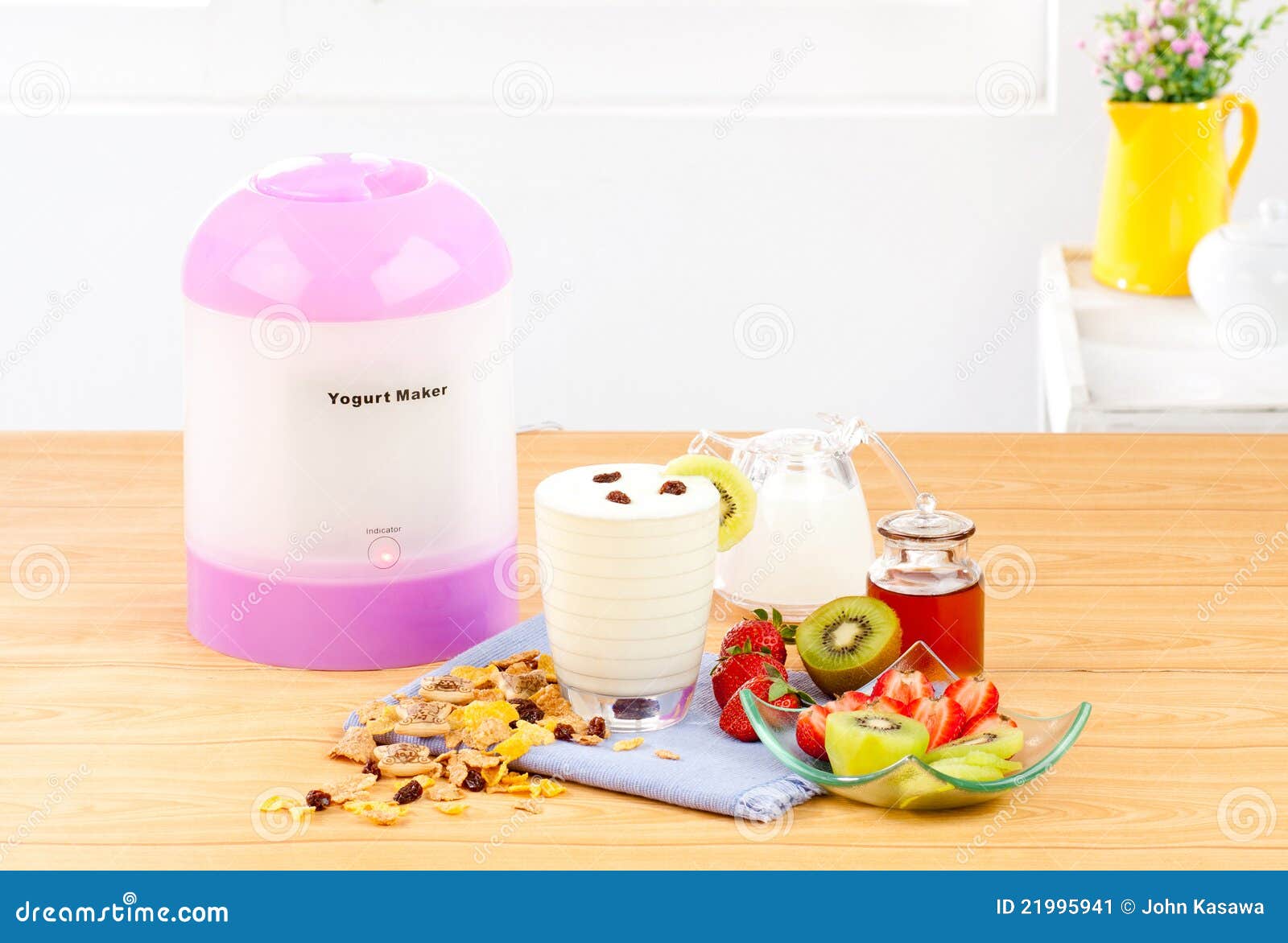 Fruits Yogurt Maker Machine Stock Image - Image of curd, bowl: 21995941