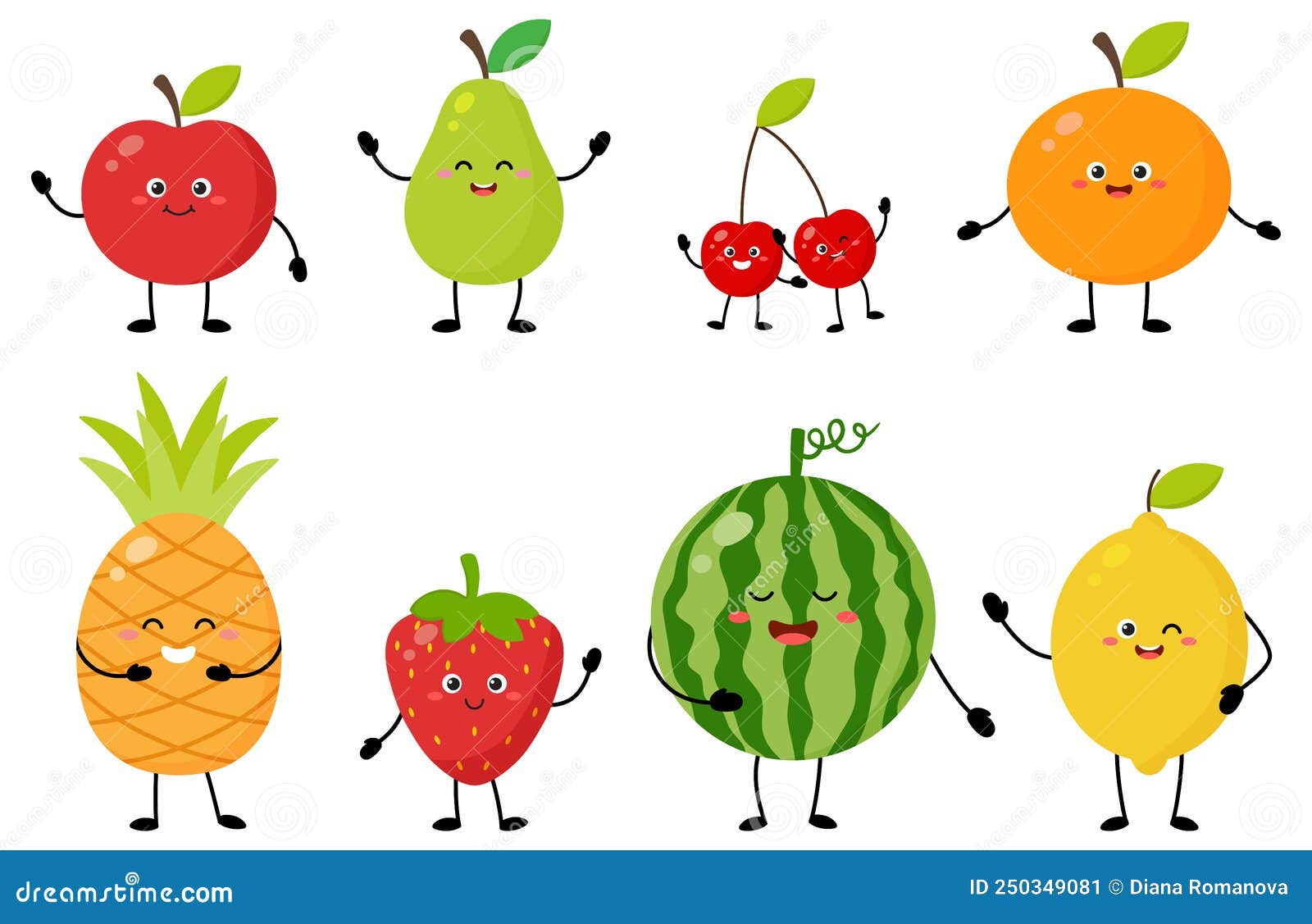 Fruits Characters Collection: Set Of 26 Different Fruits In Cartoon ...